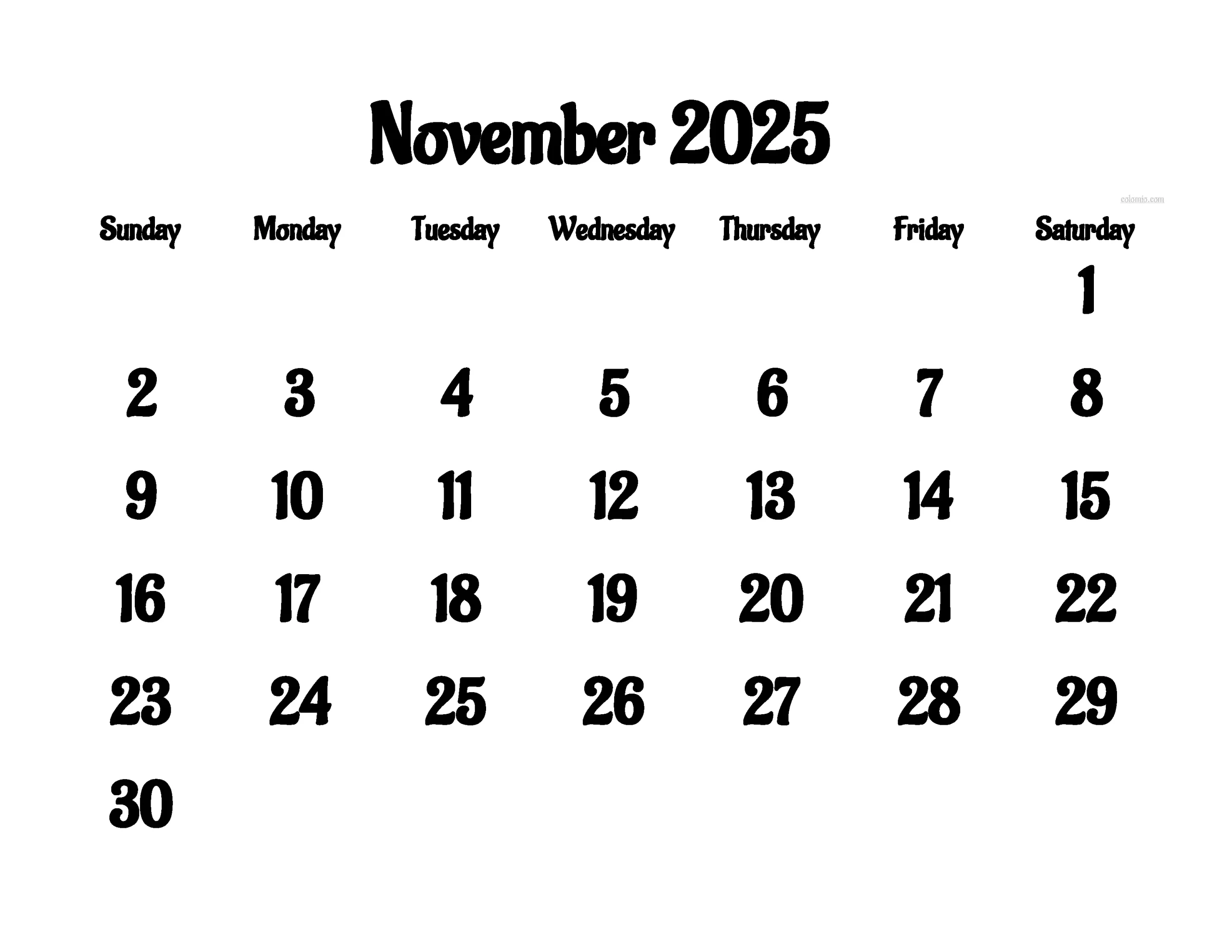 Calendario de Noviembre 2025: Fechas y Días Clave - Factor Fintec